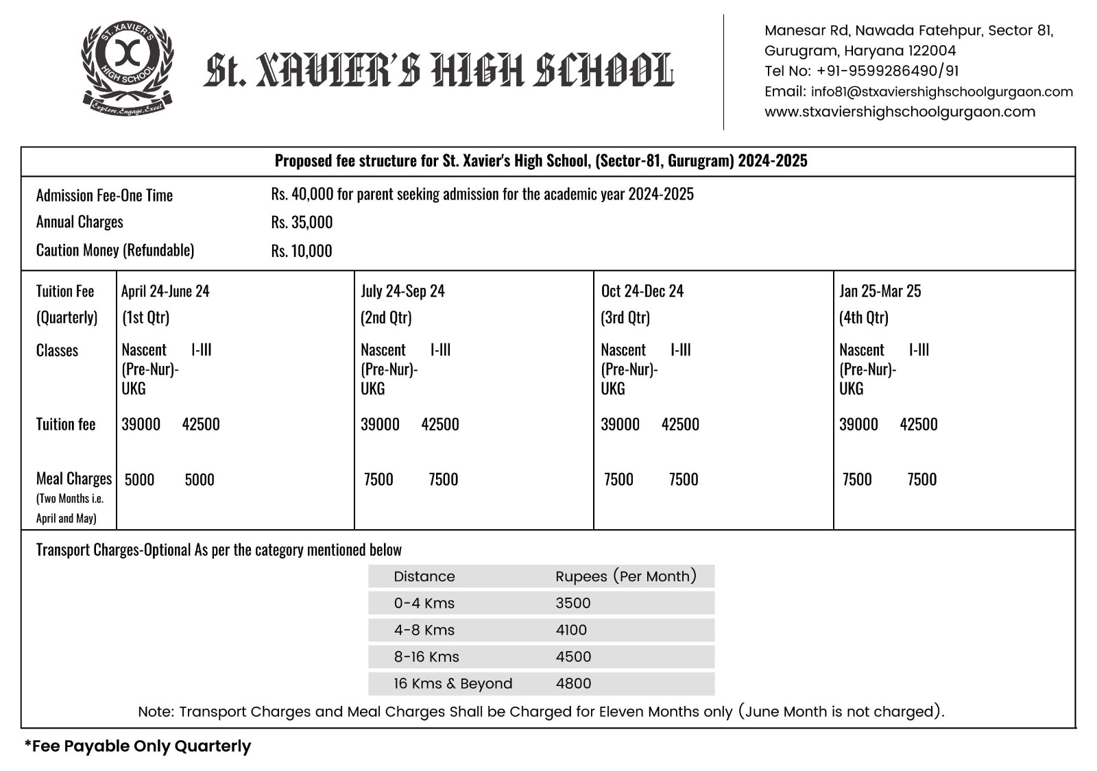 Fee Structure Fee Structure